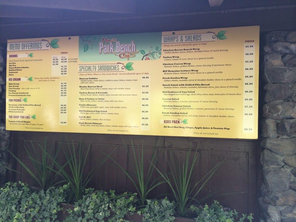 Menu at Park Bench Cafe, Spokane