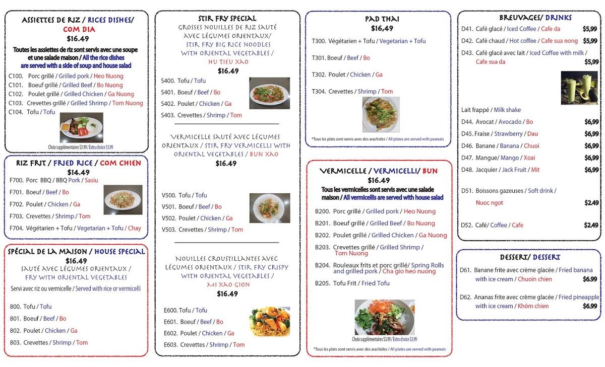 Menu at Pho Maison de Nouilles restaurant, Gatineau