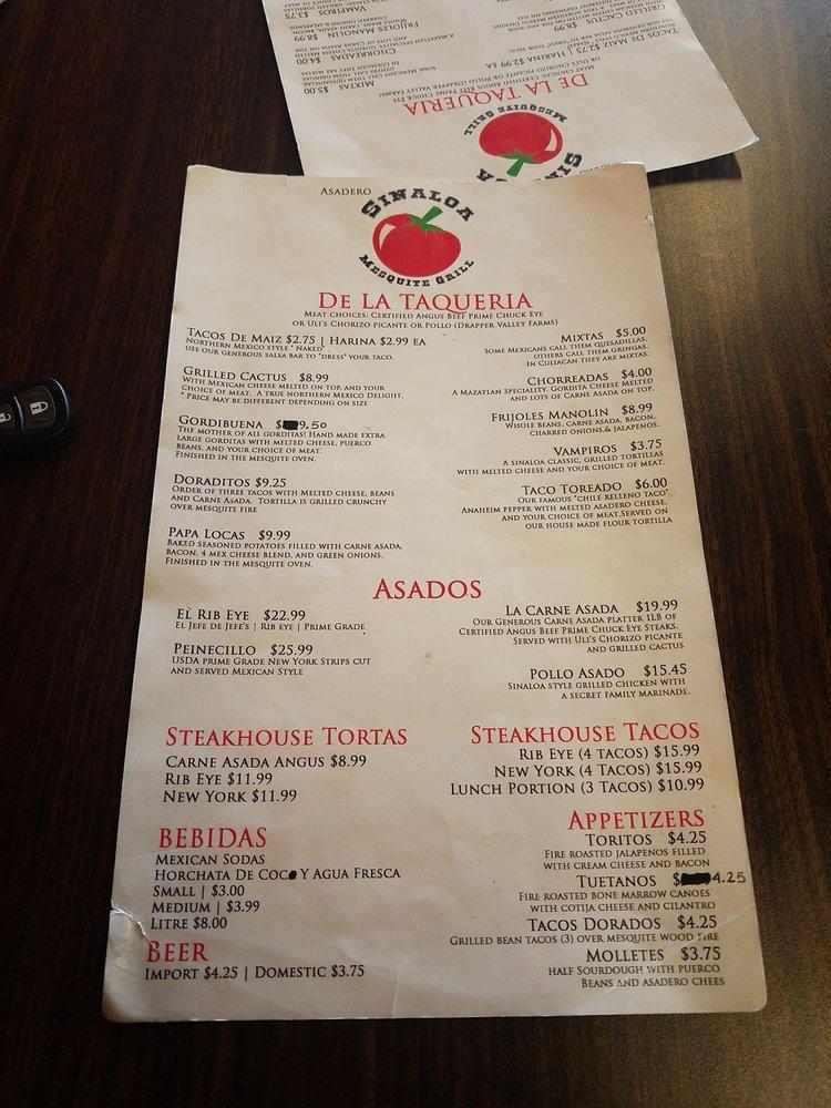 Menu at Asadero Prime steakhouse, Kent, 310 Washington Ave N