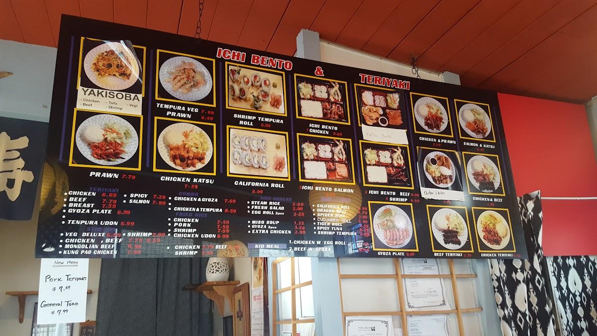 Menu at Ichi Bento restaurant, Shoreline