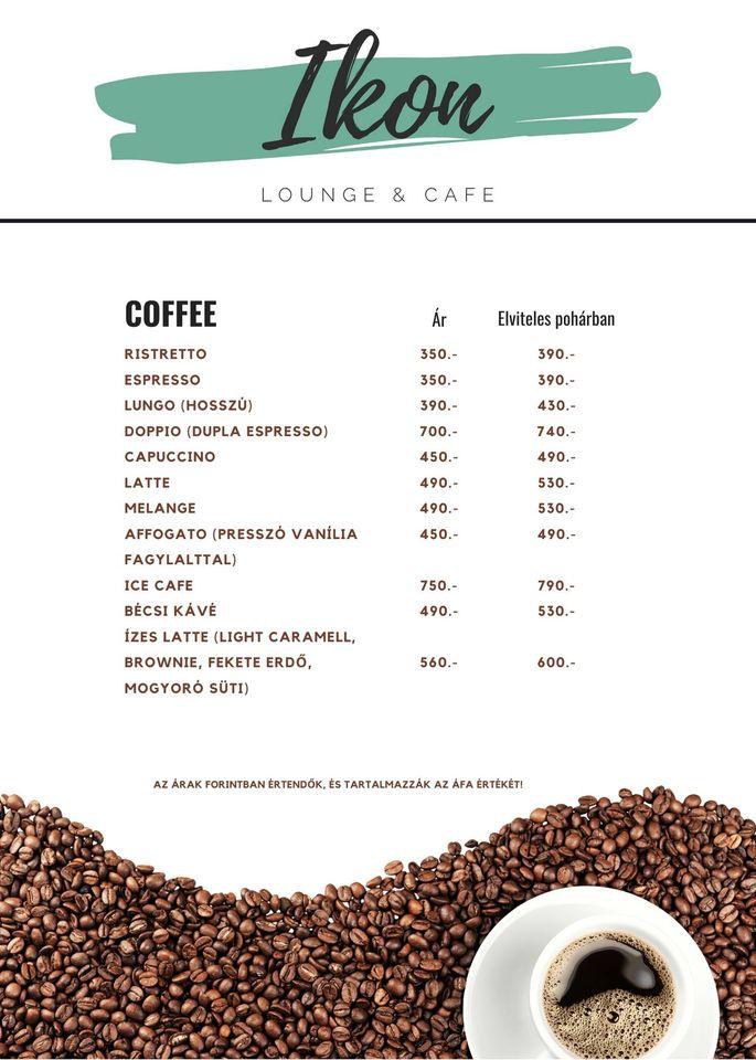 Menu at Ikon Lounge & Cafe, Dunaújváros