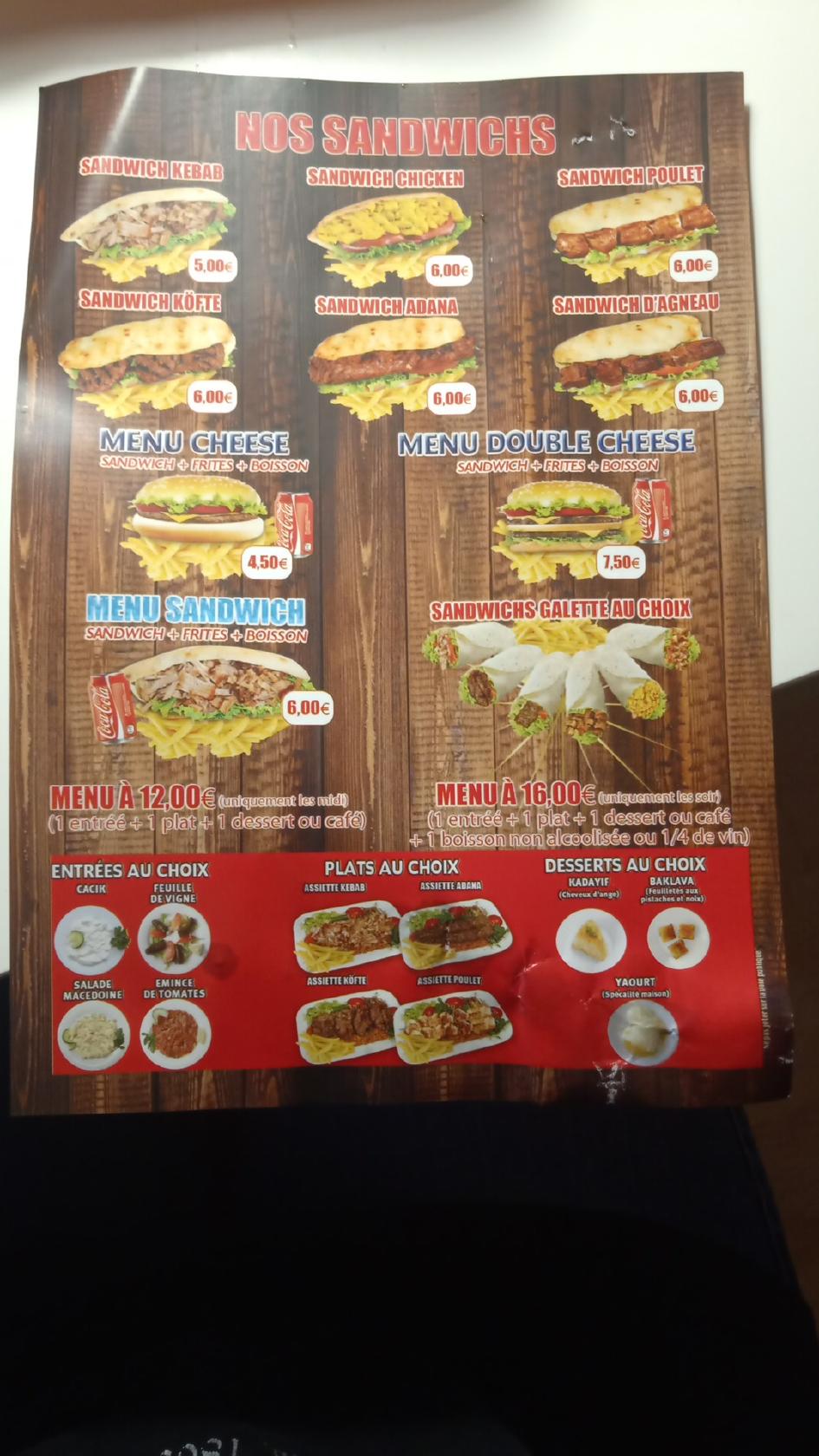 Menu at Restaurant Bodrum, France