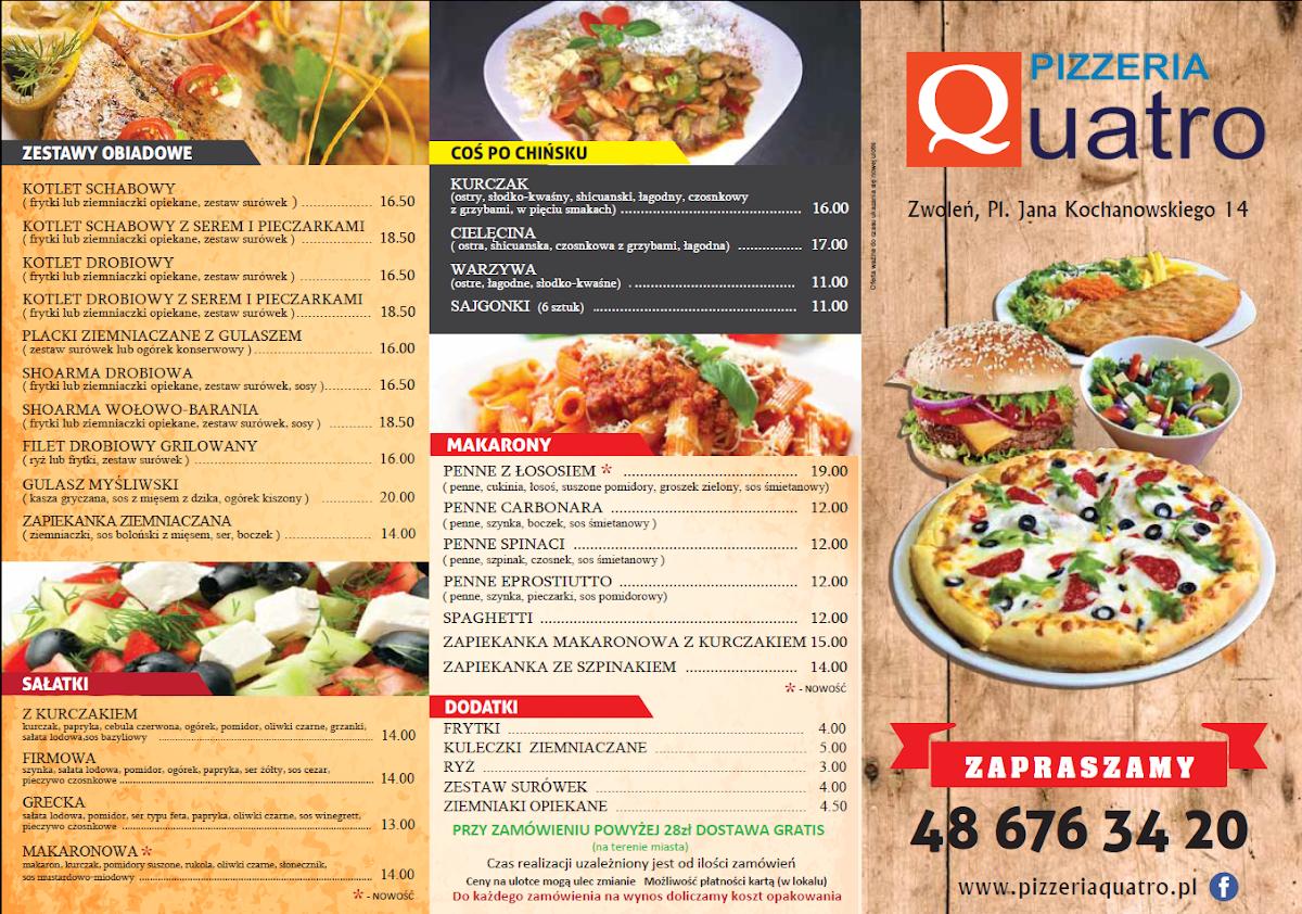 Menu at Pizzeria Quatro, Zwoleń
