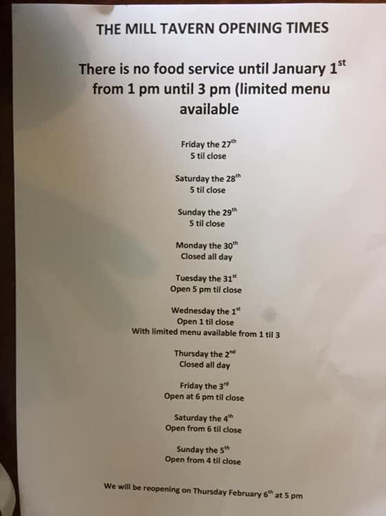 Menu at The Mill Tavern pub & bar, Knaresborough, Lido Leisure Park Ltd
