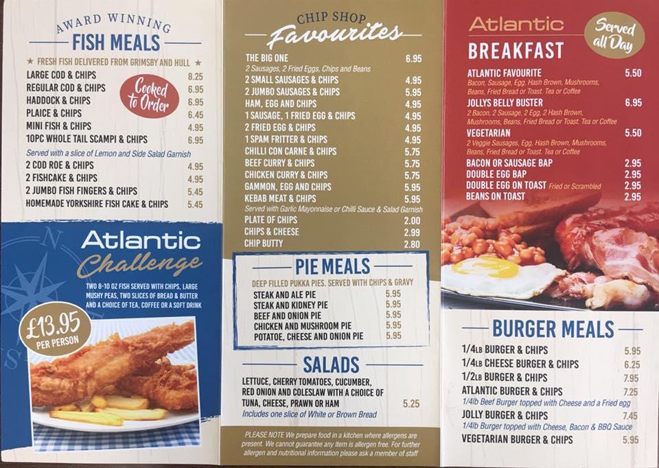 Menu at Atlantic Fish Bar and Diner, Skegness