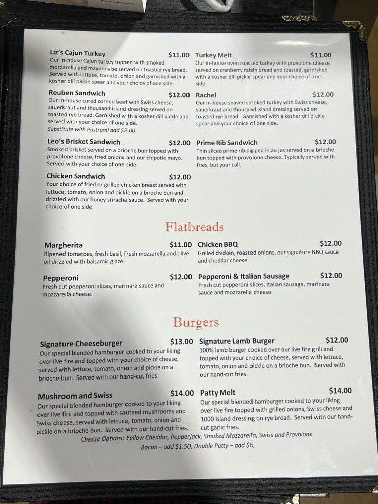Menu at Cured and Cultured restaurant, Belleville