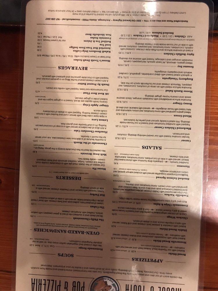 Menu at Moose's Tooth Pub & Pizzeria, Anchorage