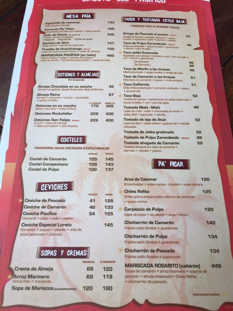 Menu at Pacifica Calzada 401 restaurant, San Pedro Garza García