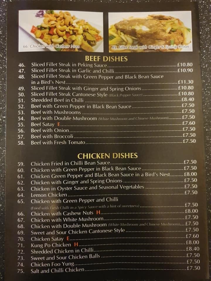 Menu at Wong Kwei Restaurant, Ashby-de-la-Zouch