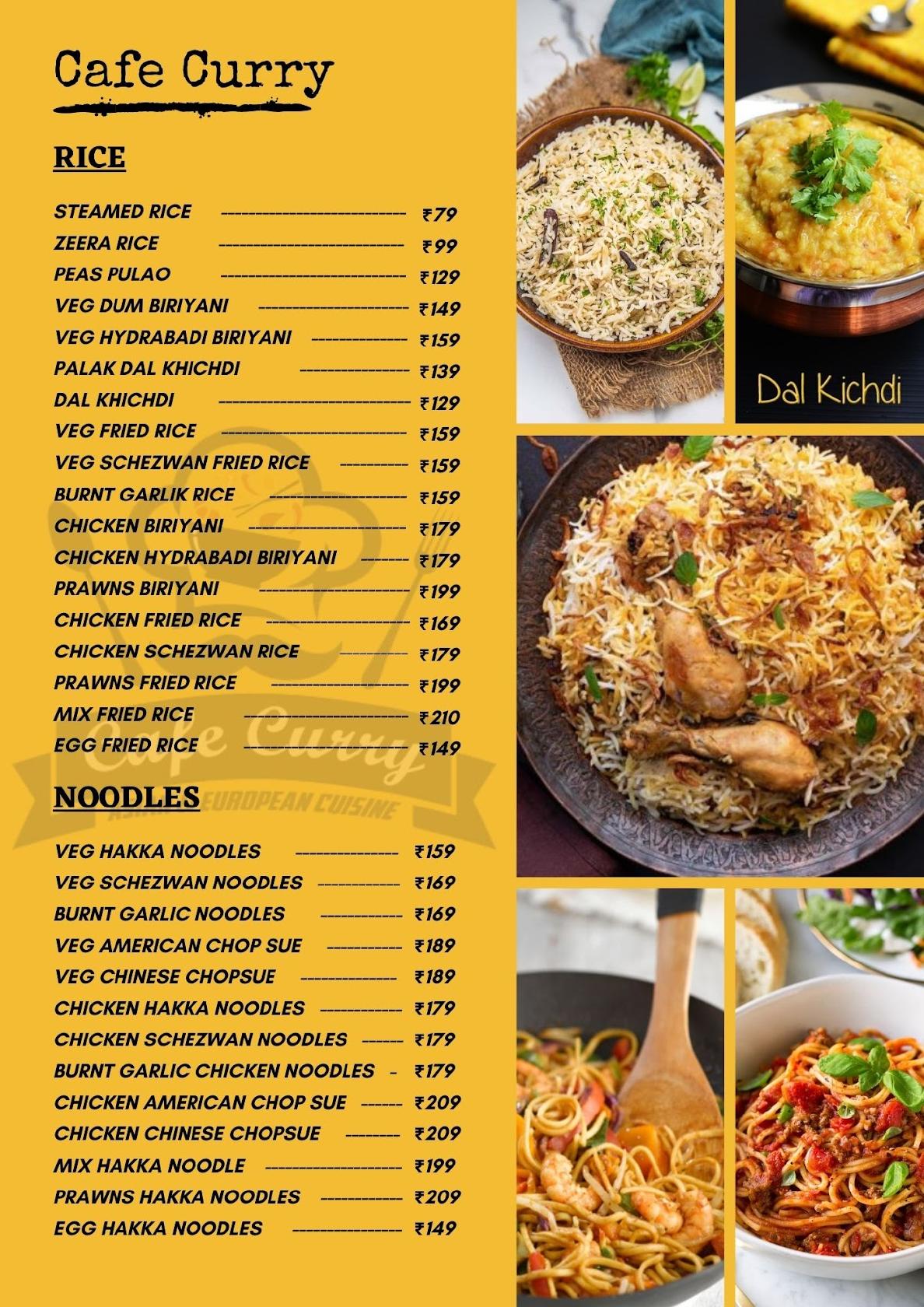 Menu at Cafe Curry, Chennai