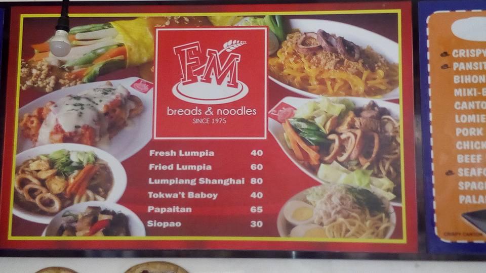 Menu at FM Breads and Noodles restaurant, Cabanatuan City
