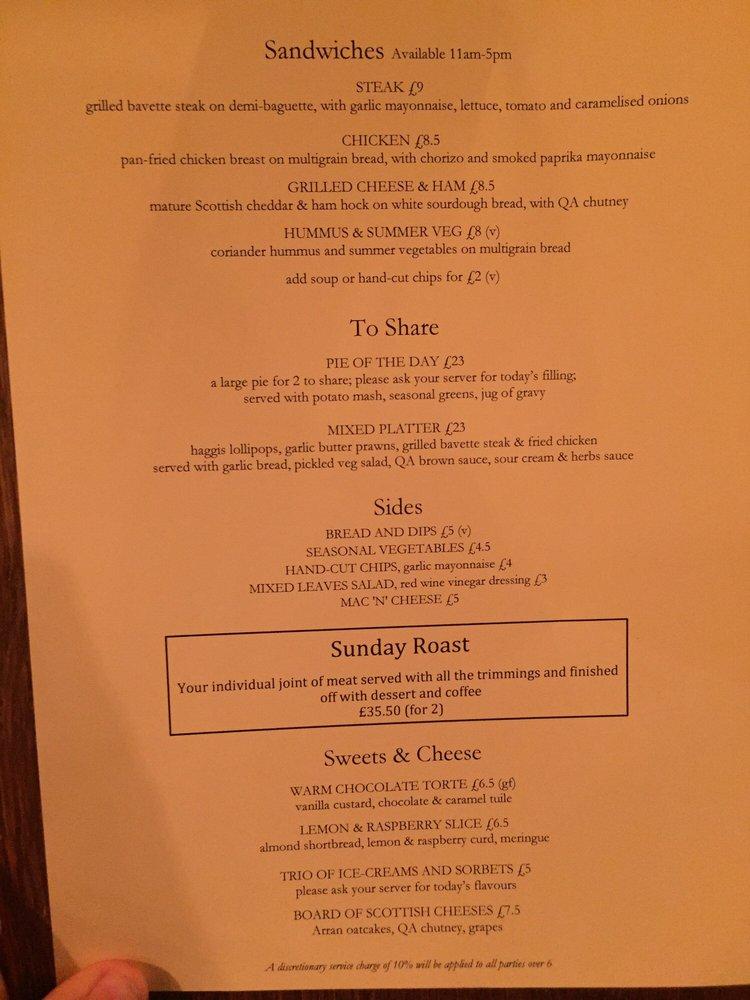 Menu at The Queens Arms pub & bar, Edinburgh