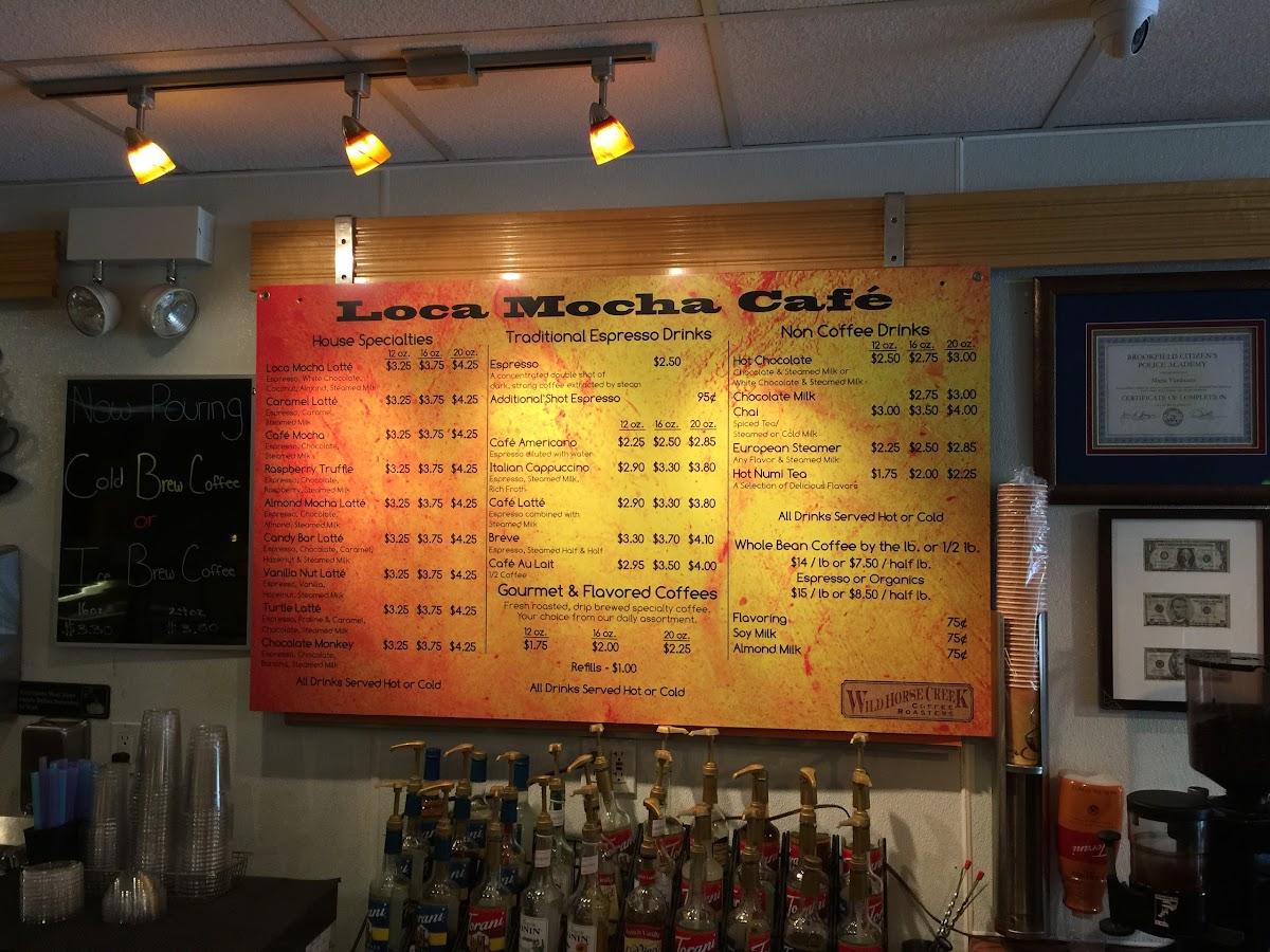 Menu at Loca Mocha Café pub & bar, Brookfield