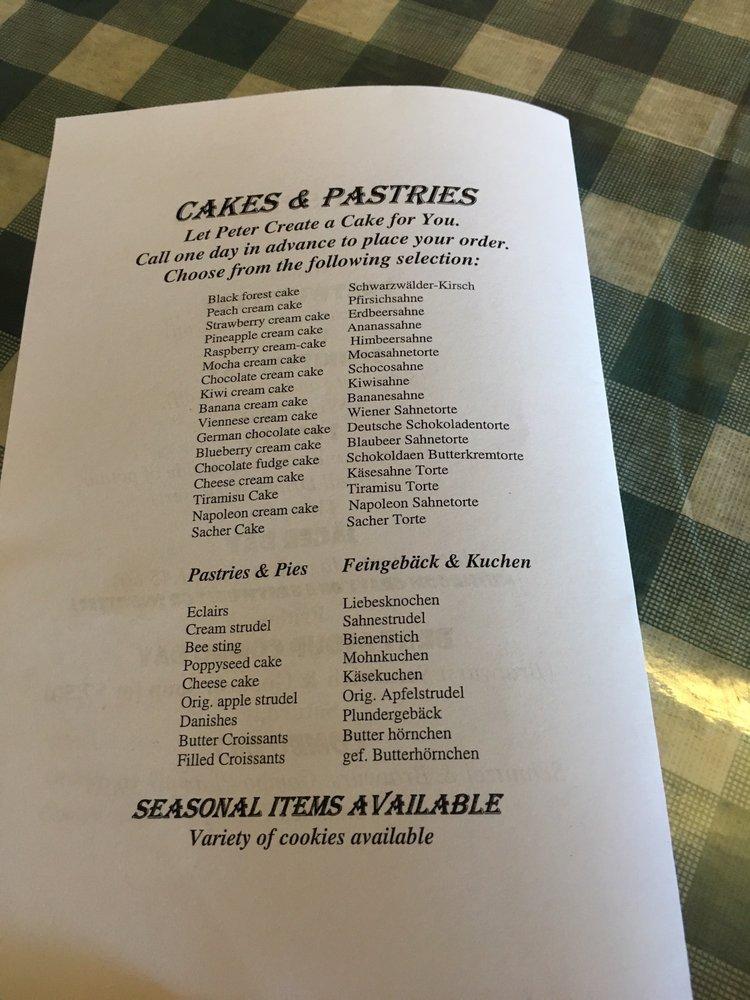 Menu at Peter's German Grill & Bakery, El Paso, 255 Shadow Mountain Dr