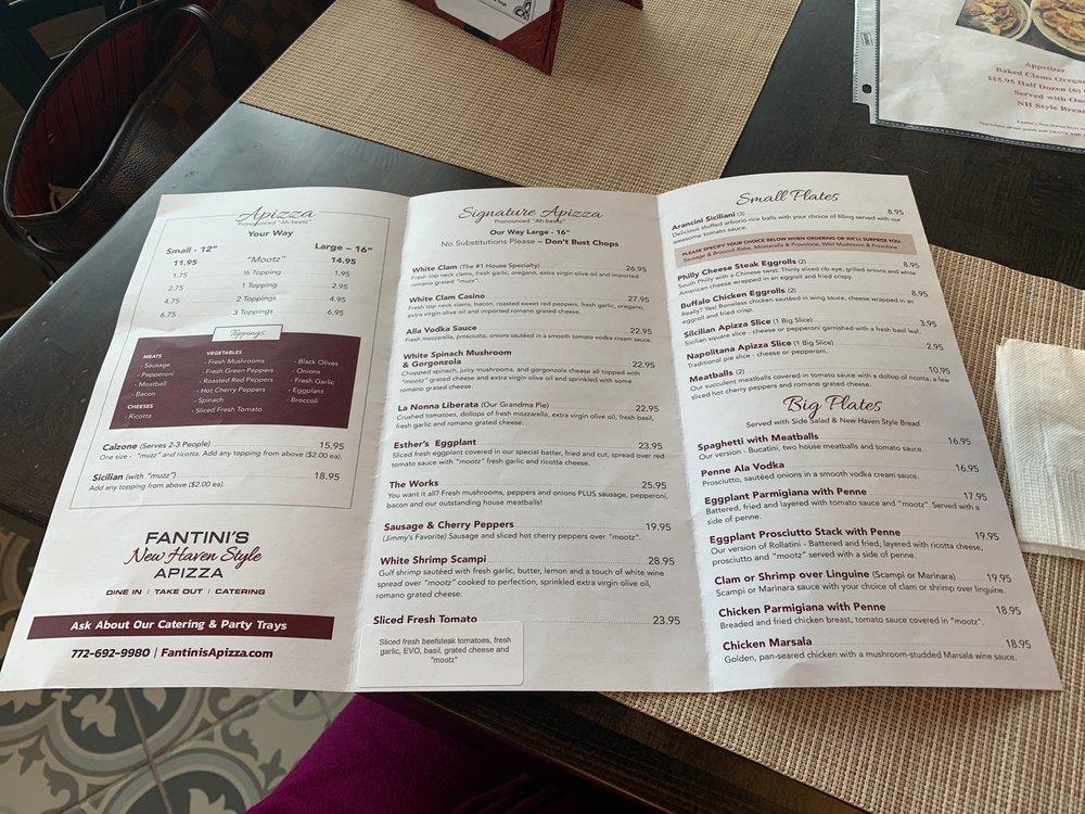 Menu at Fantini's 'New Haven Style' Apizza Italian Restaurant & Wine ...