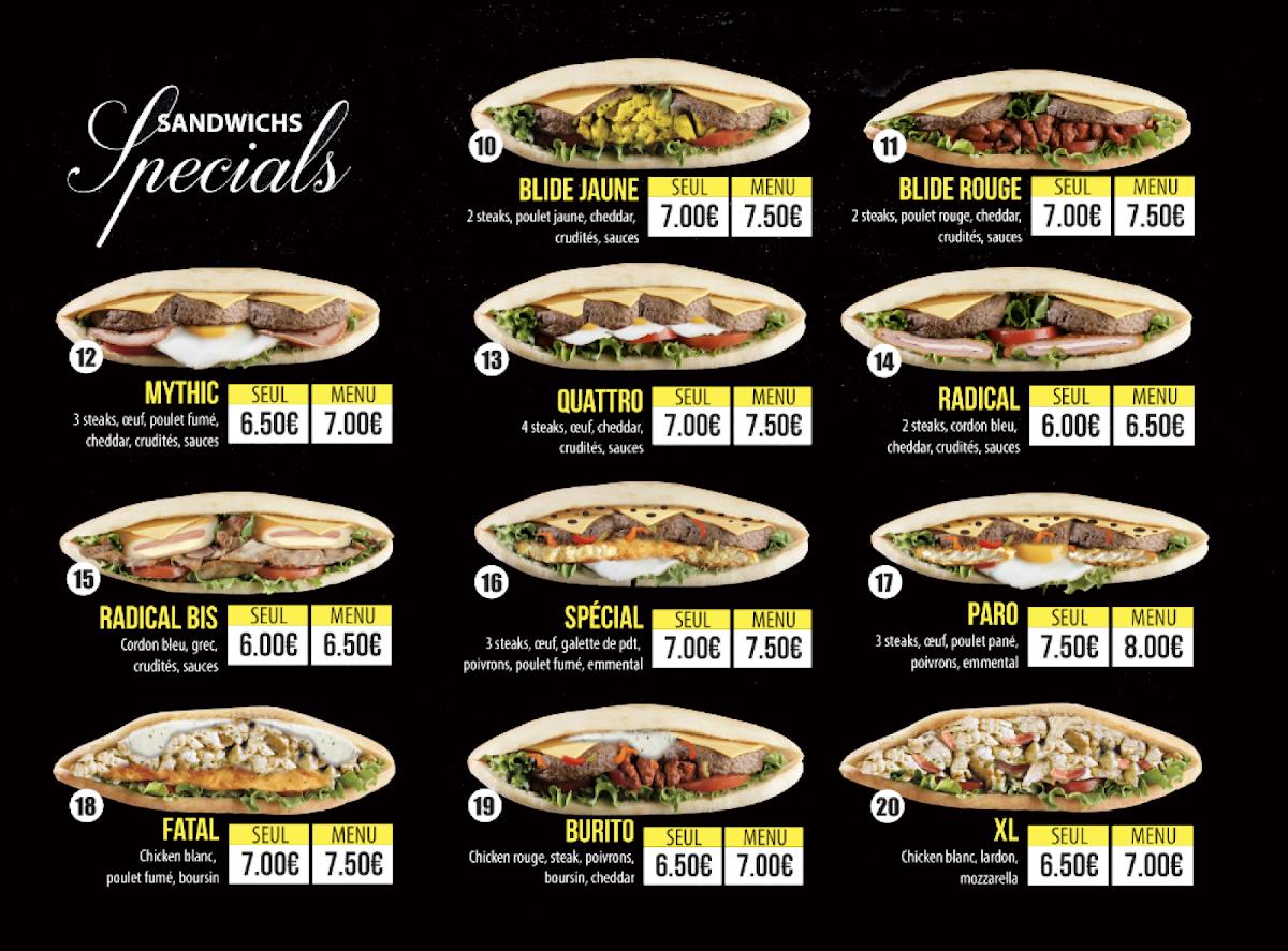 Menu au FPS - France Pizza pizzeria, Pontoise