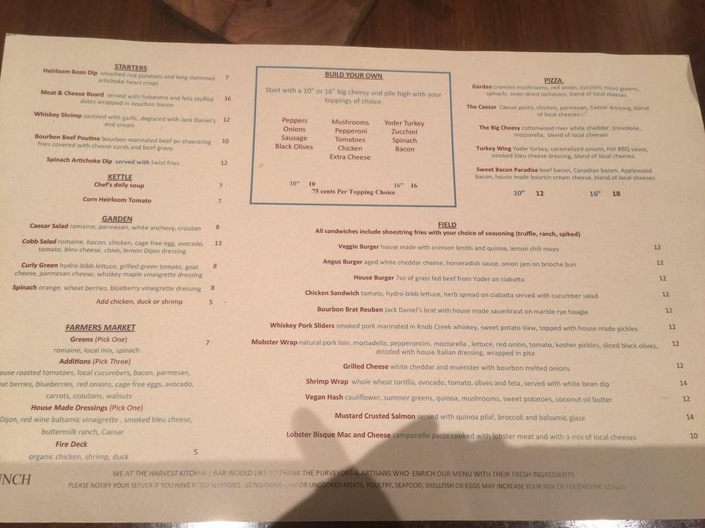 Menu at Harvest Kitchen Bar, Wichita
