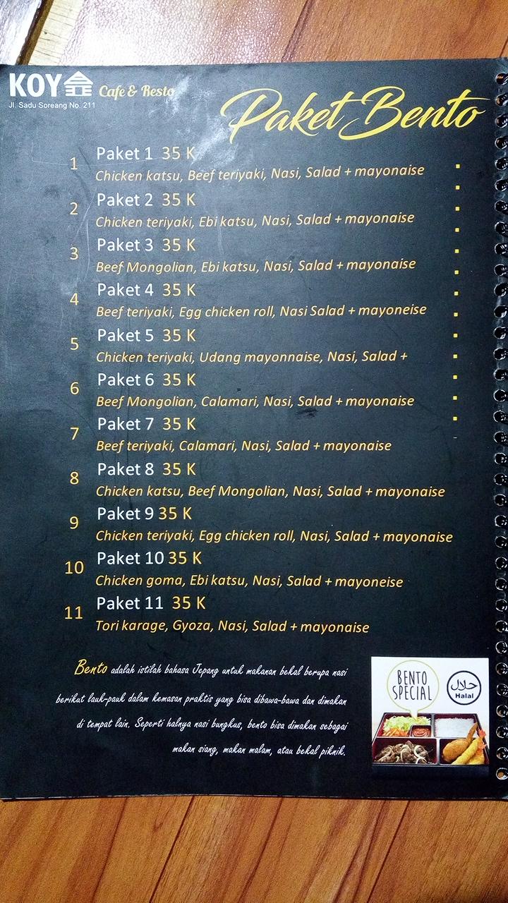 Menu at Koya Cafe & Resto, Soreang, Jl. Raya Soreang-Ciwidey No.211