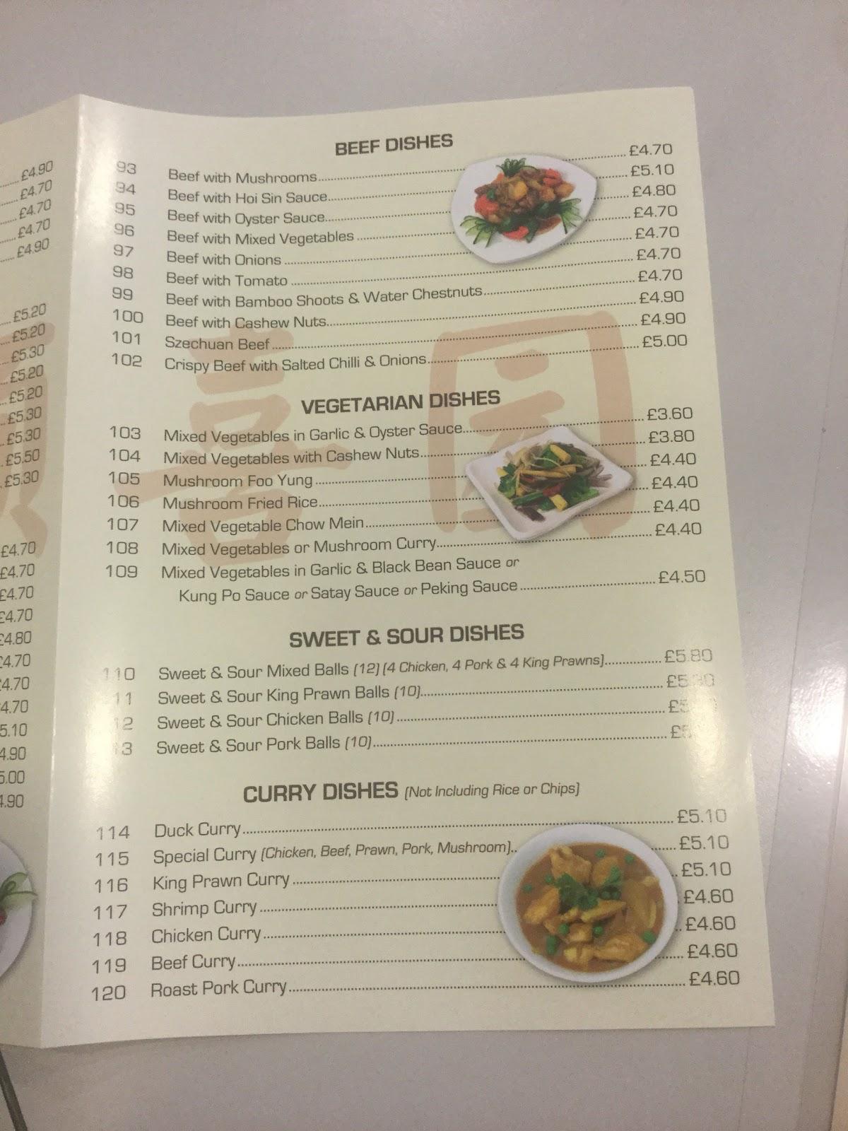Menu at Oriental Chef fast food, Atherstone