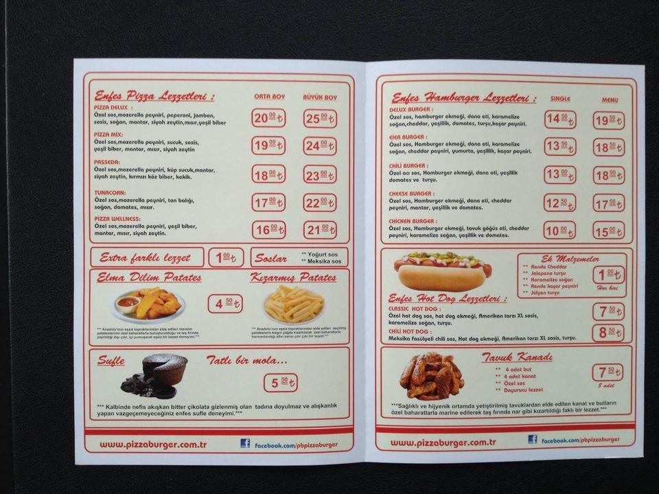 Menu at Pizza&Burger, Istanbul, Alparslan Cad. No:17/B