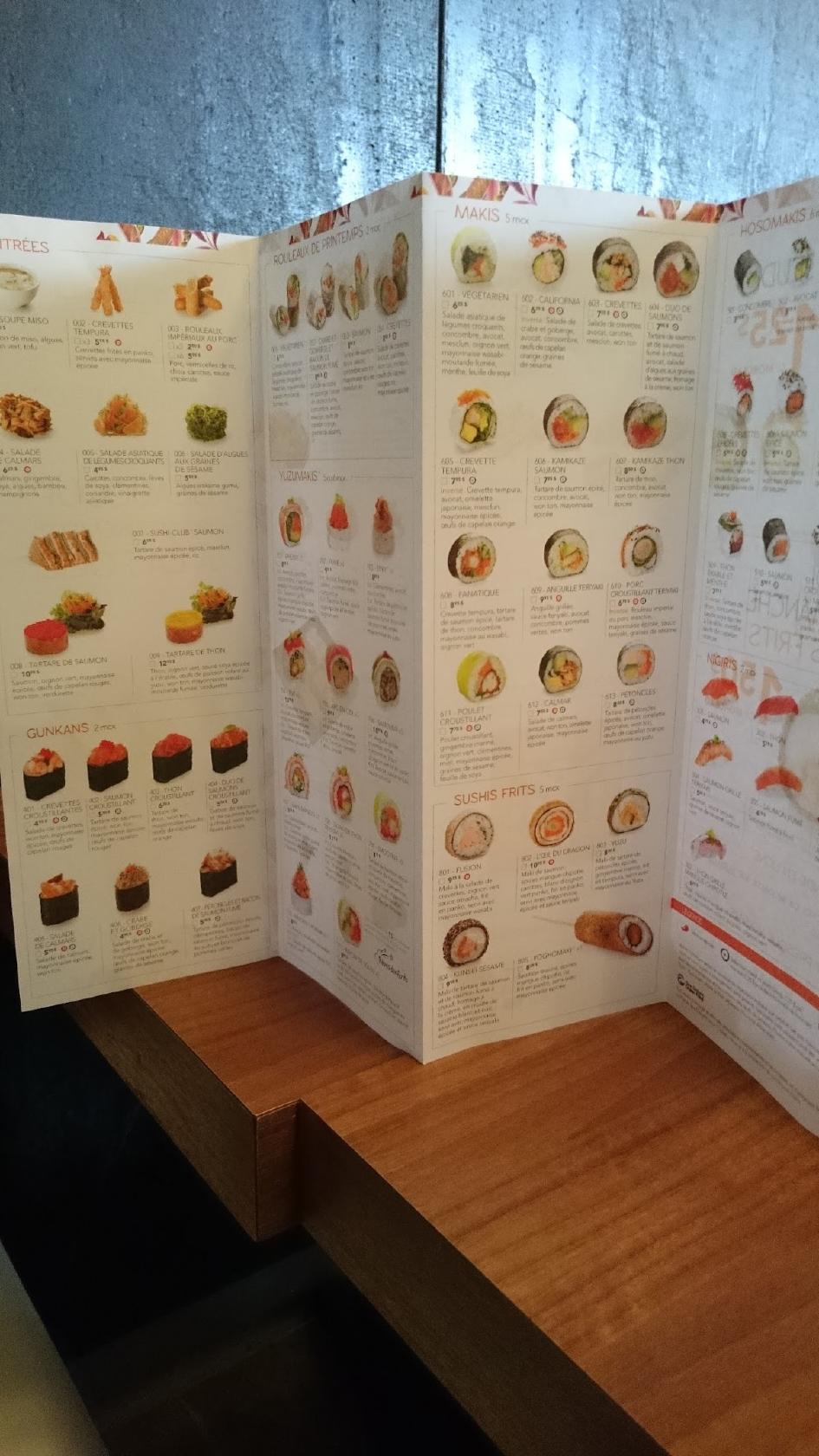 Menu at Yuzu sushi restaurant, Mascouche, 321 Mnt Masson Local 102