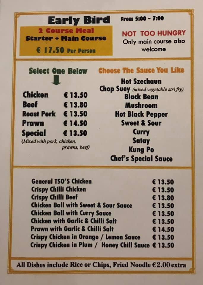 Menu at Happy Harbour Chinese Restaurant and Takeaway, Kilkee