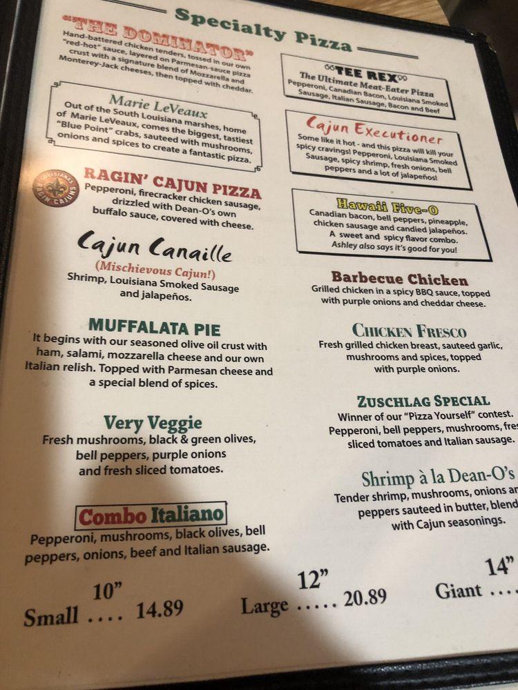 Menu at DeanO's Pizza Bertrand pizzeria, Lafayette, 305 Bertrand Dr