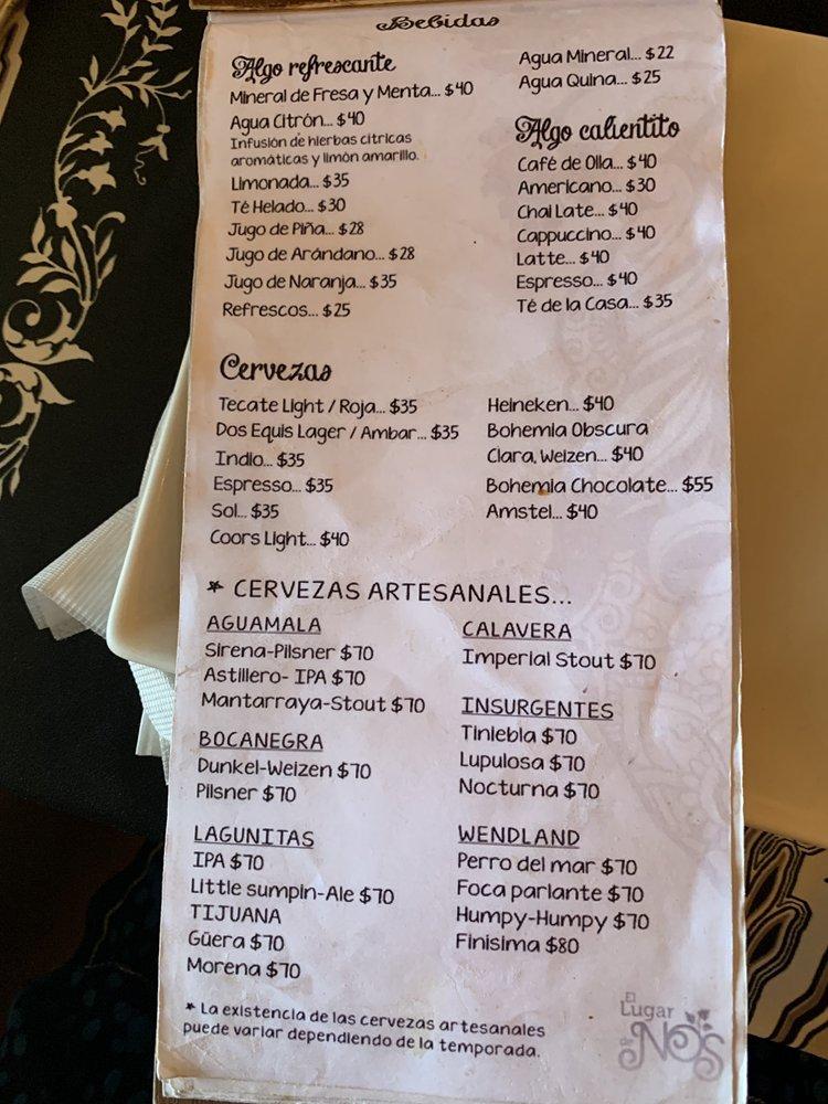 Menu at El Lugar De Nos Restaurante, Tecate