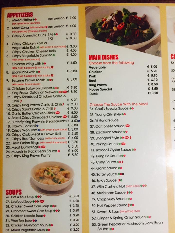 Menu at 香港中餐馆 restaurant, Fermoy