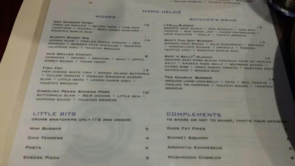 Menu at Ocean 302 steakhouse, Melbourne Beach