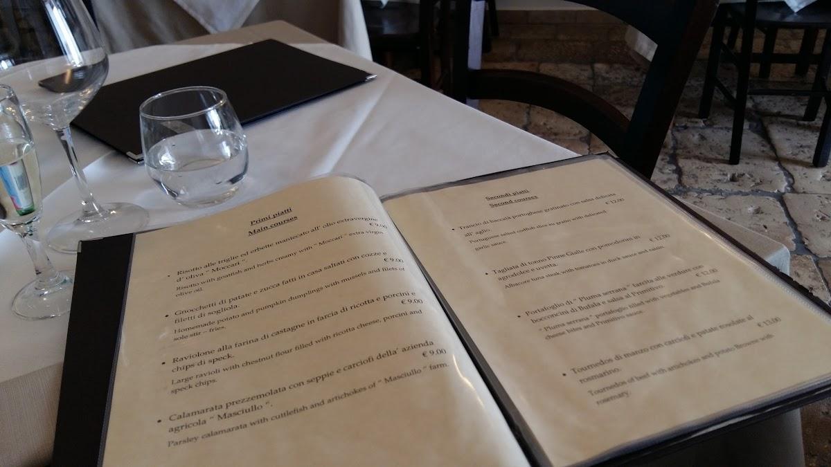 Menu at Osteria del Vicoletto restaurant, Mesagne