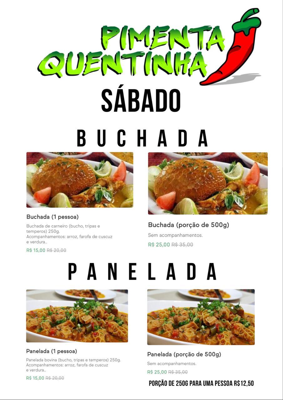Menu at Pimenta Quentinha restaurant, Fortaleza