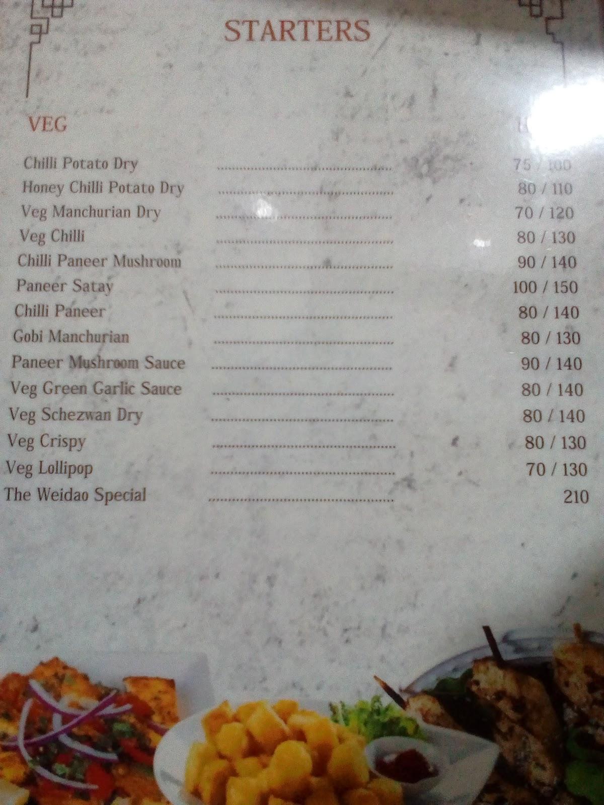 Menu at Weidao Chinese Restaurant, Mumbai
