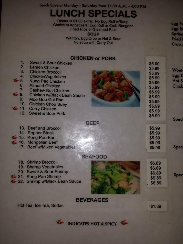 Menu at April's Chinese Restaurant, San Antonio