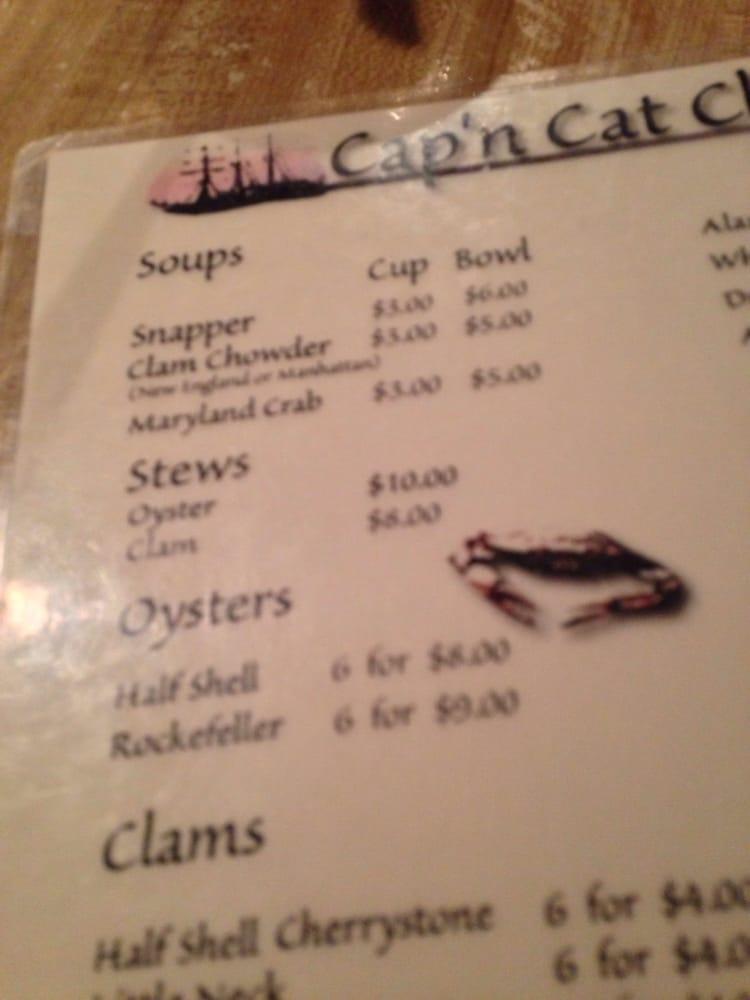 Menu at Cap'n Cats Clam Bar & Tavern, West Deptford