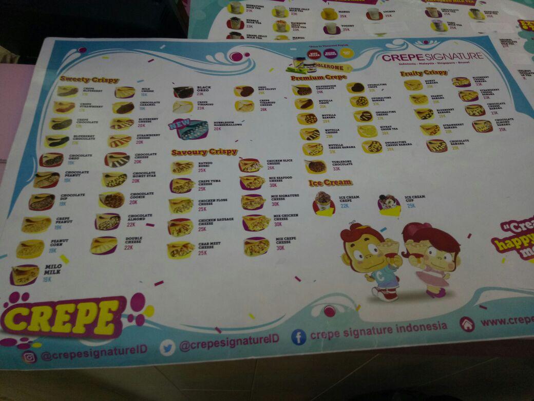 Carta del postres Crepe Signature, Macasar, Unit LGC-11; Jln. HM Dg ...