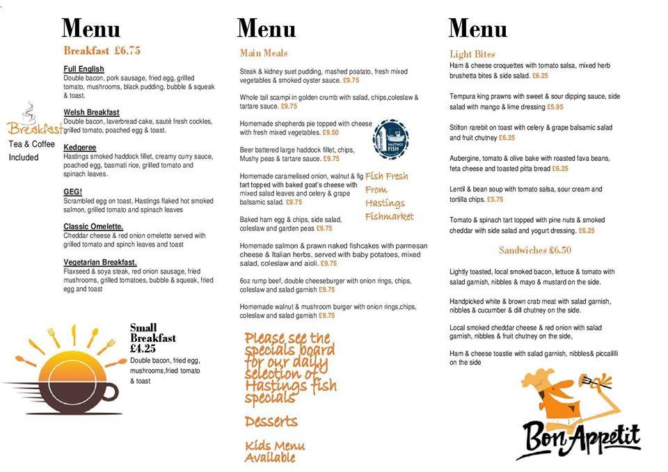 Menu at The Dolphin Inn pub & bar, Hastings