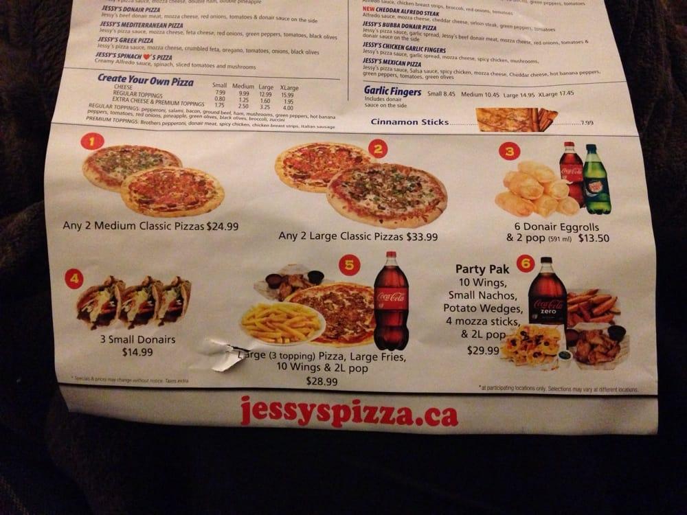 Menu at Jessy's Pizza pizzeria, Windsor
