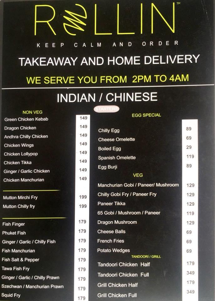Menu at Rollin, Kattankulathur, no.3 first floor gst road thailavaram