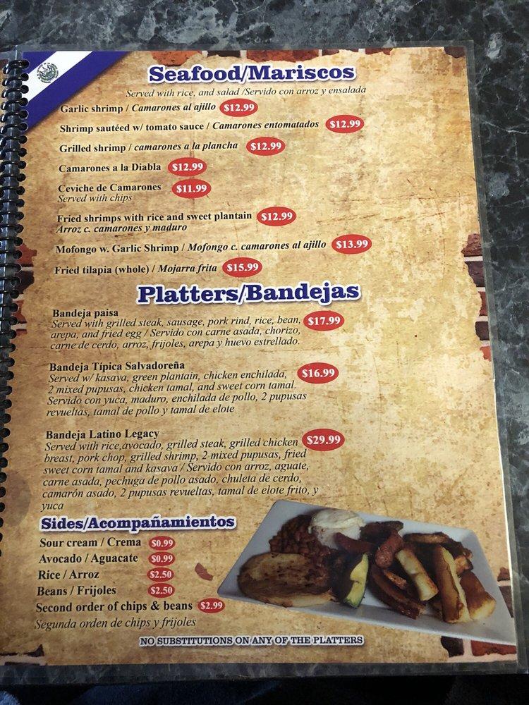 Menu at Latino Legacy Restaurant, Ralston