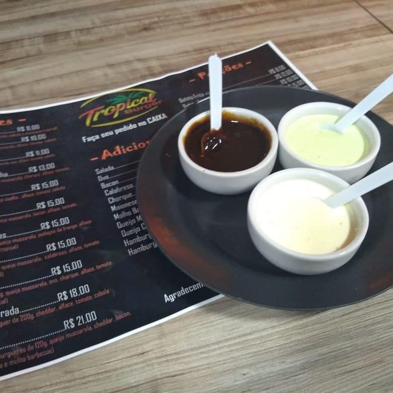 Menu at Tropical Burger restaurant, Olinda