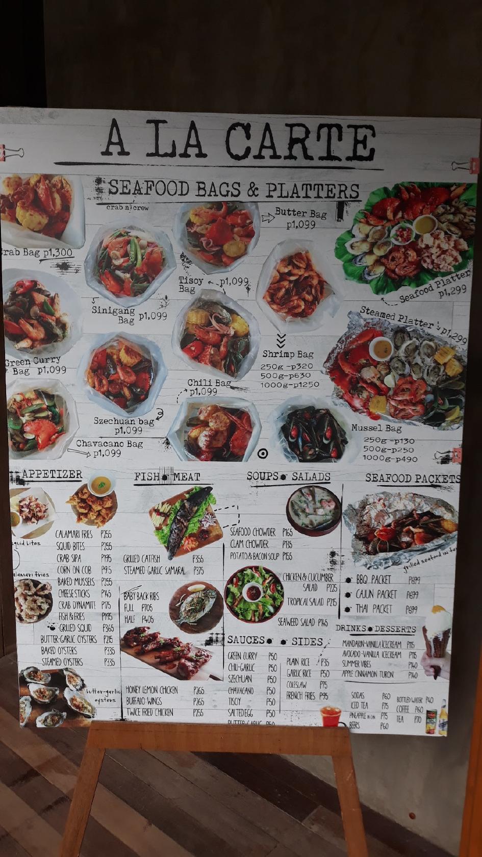 Menu at Crab n' Crew restaurant, Parañaque