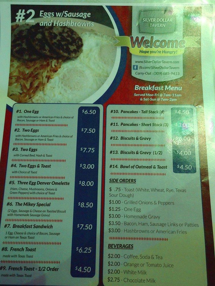 Menu at Silver Dollar pub & bar, Peoria Heights