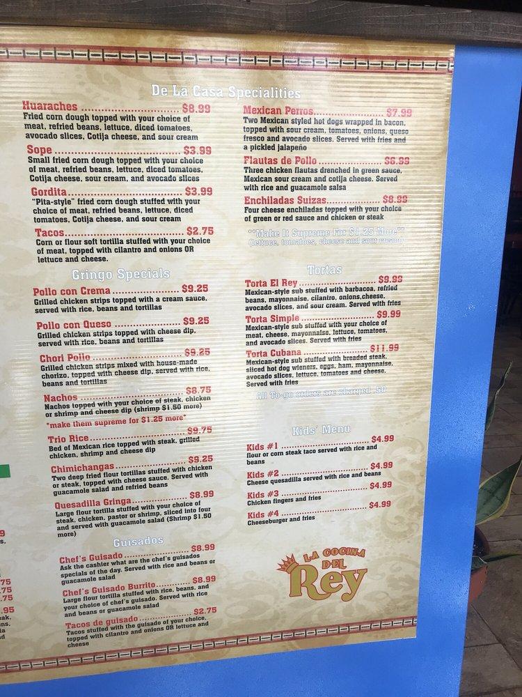 Menu at La Cocina Del REY restaurant, Grovetown