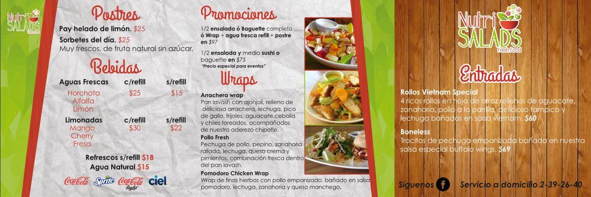 Menu at Nutri Salads restaurant, Aguascalientes