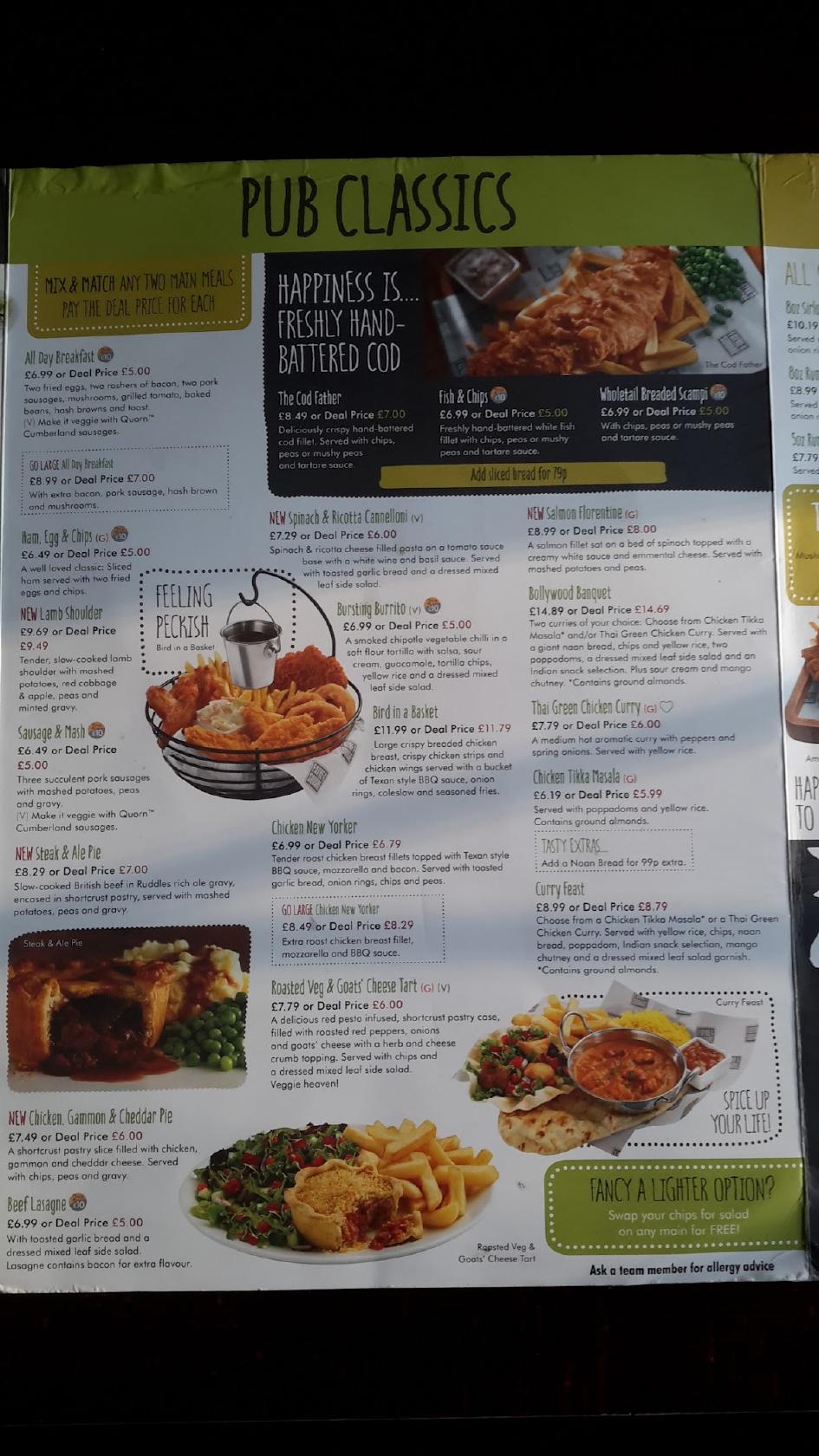 Menu at Peacock Lodge pub & bar, Lingfield