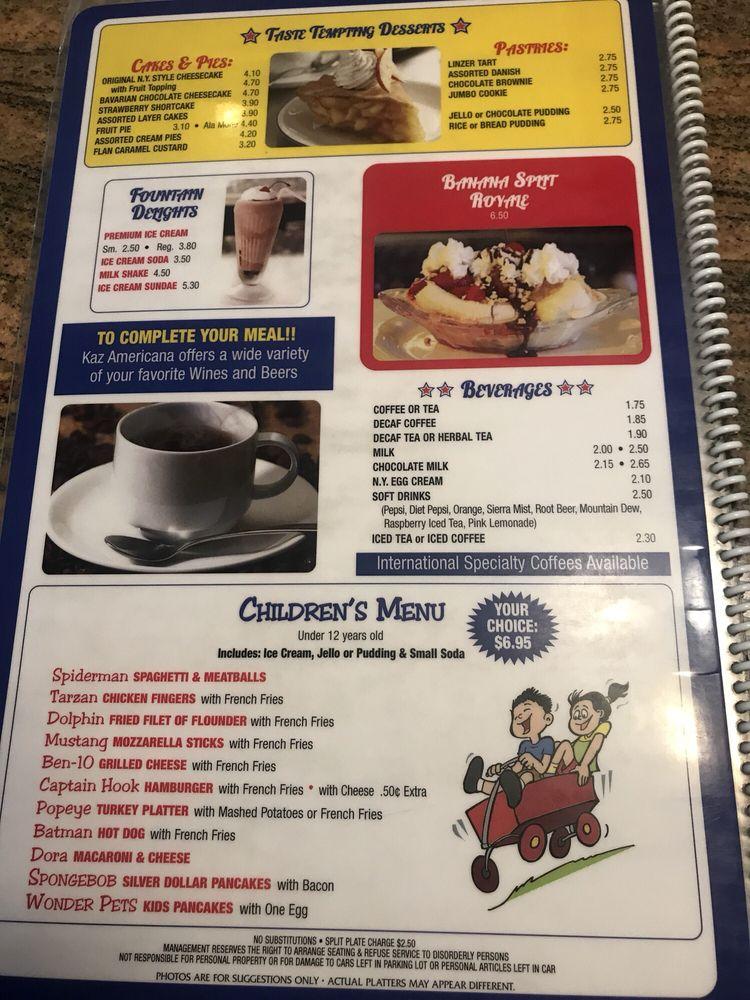 Menu at Americana Diner restaurant, Middletown, 420 East