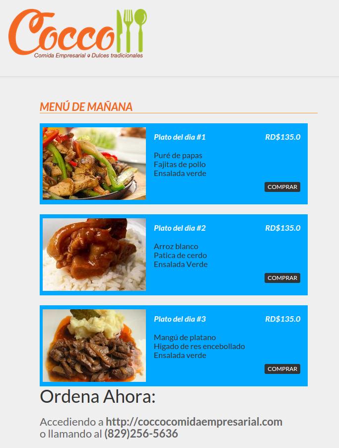 Menu at Cocco Comida Empresarial & Dulces Tradicionales restaurant ...