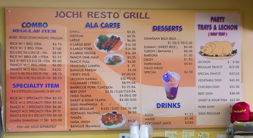 Menu at Jochi Resto Grill restaurant, Chula Vista