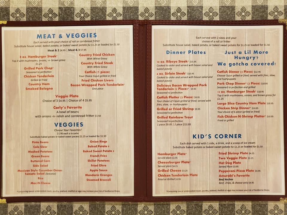 Menu at Rojas Kitchen restaurant, Carthage